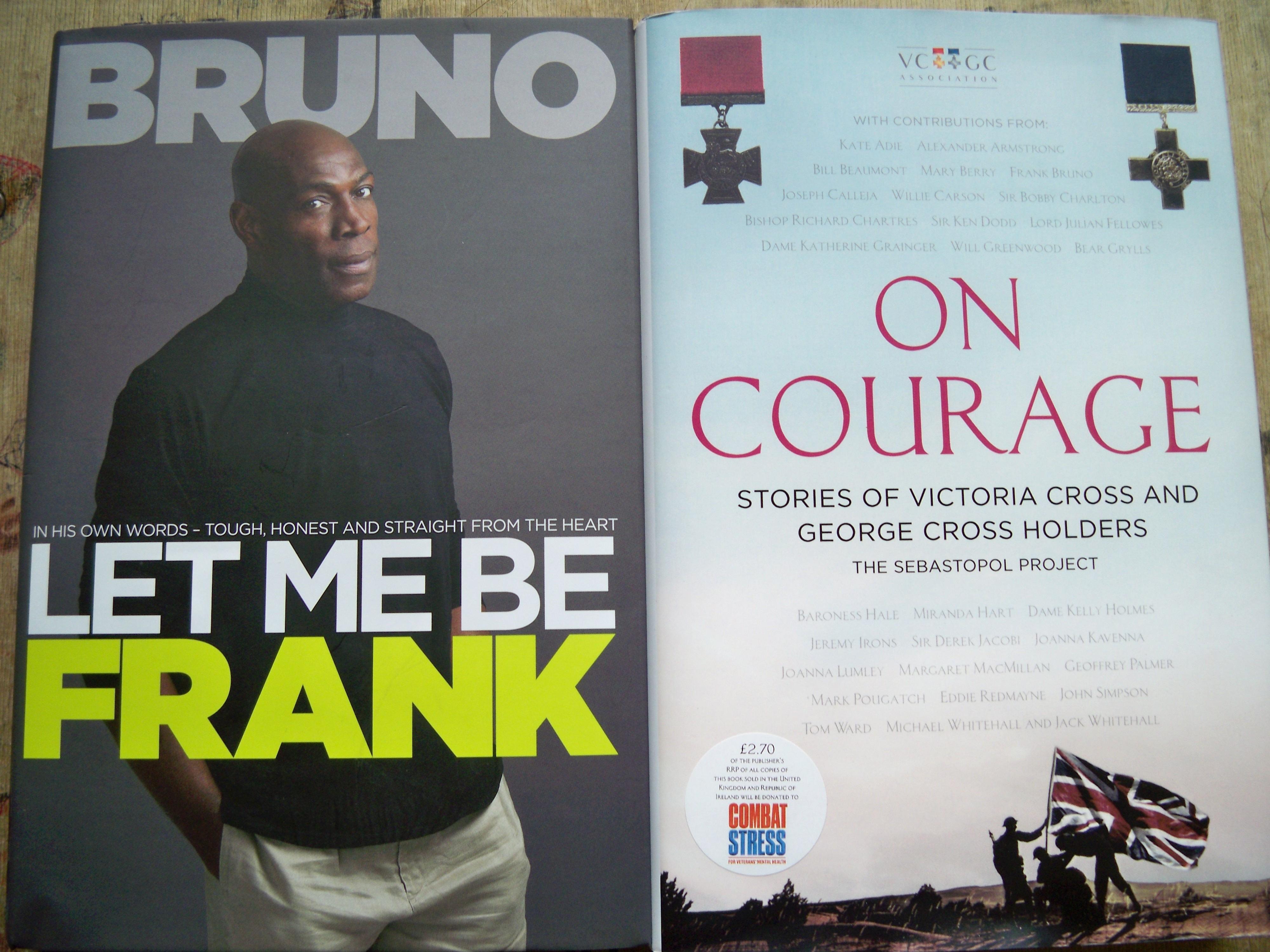 Frank Bruno signed On Courage and Let me be Frank books - Frank Bruno MBE Frank Bruno signed On Courage and Let me be Frank books - Frank Bruno MBE